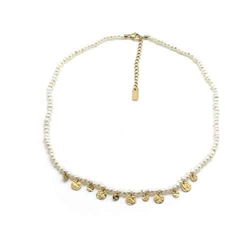 Collier perlé mini perles d'eau 11 sequins - Carlyne Bijoux